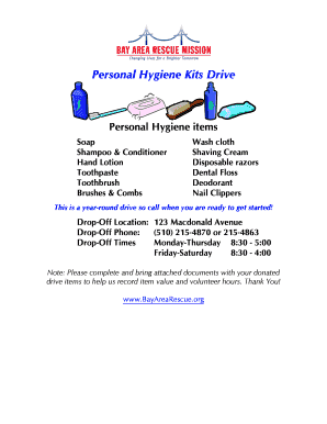Fillable Online Personal Hygiene Kits Drive Fax Email Print - pdfFiller