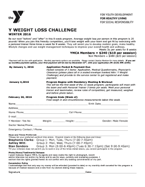 Fillable Online Y Weight Challenge Registration Form - gwrymcaorg Fax ...