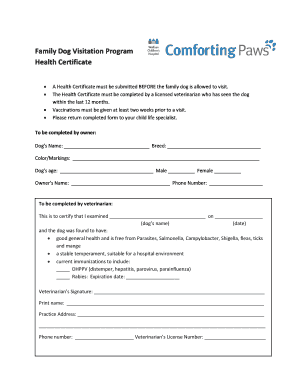 Fillable Online wolfsonchildrens Family Dog Visitation Program Health ...