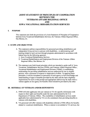 Fillable Online ivrs iowa JOINT STATEMENT OF PRINCIPLES OF COOPERATION ...
