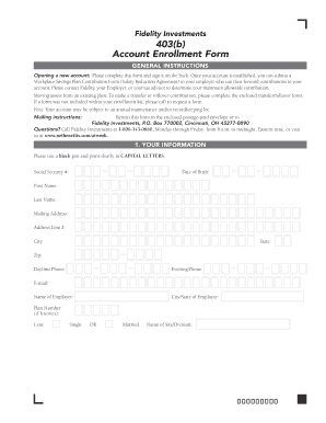 Fillable Online Fidelity Investments 403b Account Enrollment Form Fax ...