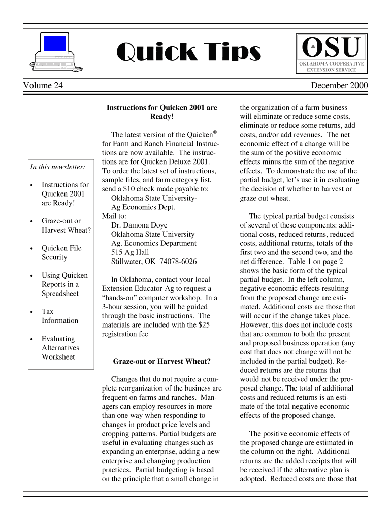 Fillable Online agecon okstate Volume 24 December 2000 - Department of ...