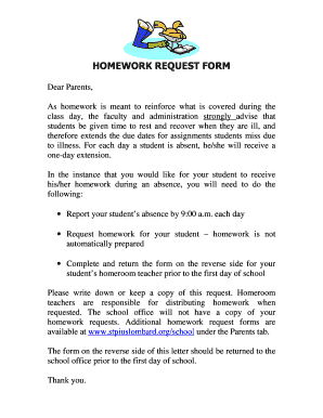 Fillable Online stpiuslombard HomeWORK REQUEST FORM - stpiuslombardorg ...