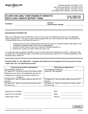 Fillable Online hbt CLAIM FOR LONG TERM DISABILITY BENEFITS TO BE ...
