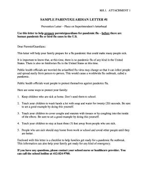 Fillable Online SAMPLE PARENTGUARDIAN LETTER 1 Fax Email Print - pdfFiller