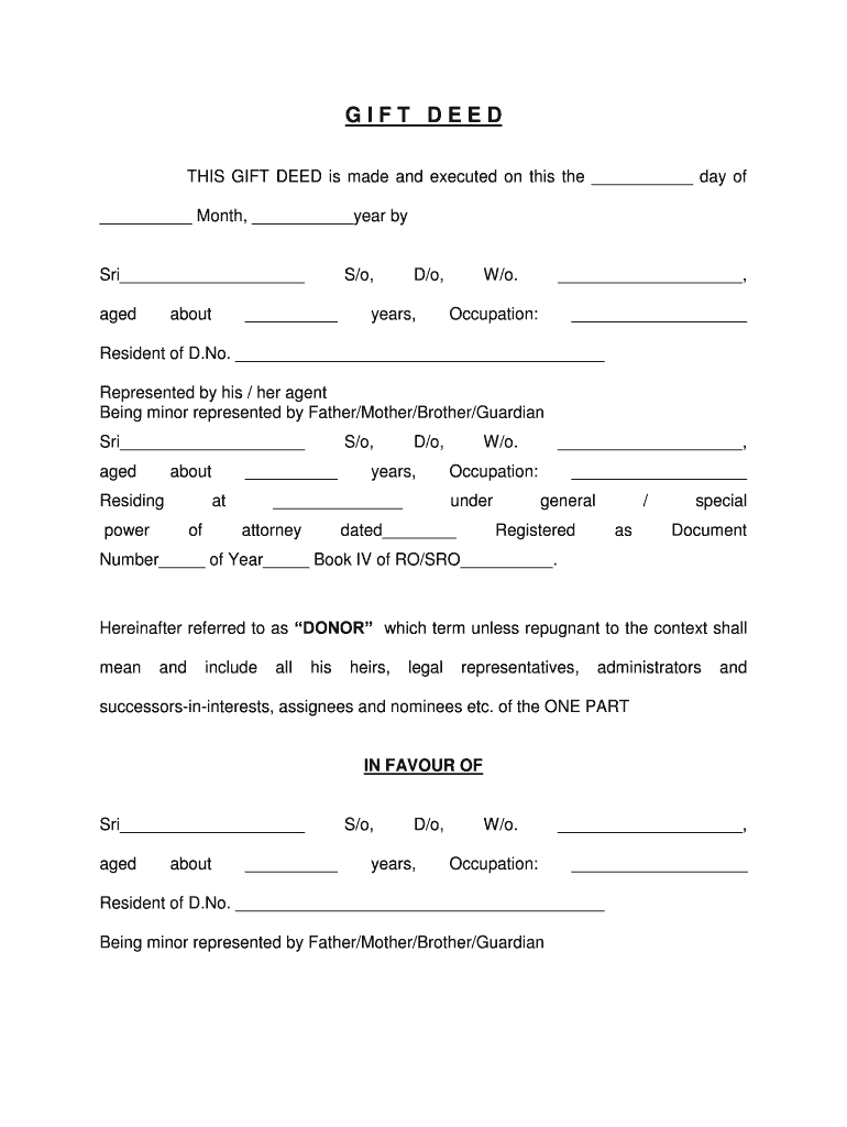 Fillable Online GIFT DEED THIS GIFT DEED is made and executed on this ...