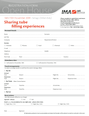 Fillable Online Open House REGISTRATION FORM - IMA Pharma Fax Email ...