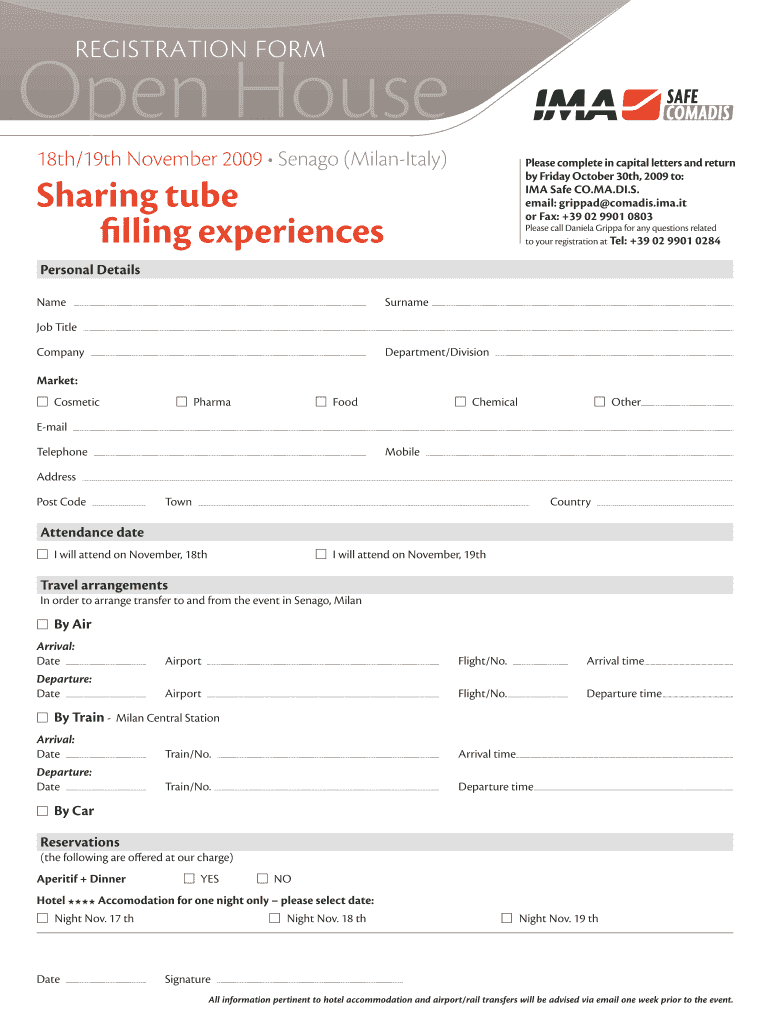 Open House Registration Form - Blank Fillable Template | Fill Out ...