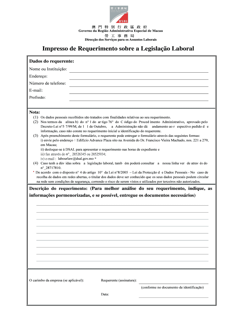 Preenchível Disponível Impresso de Requerimento sobre a Legislao ...