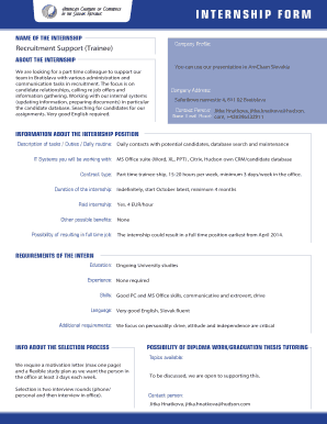 Fillable Online vsm INTERNSHIP FORM - VSM CityU - vsm Fax Email Print - pdfFiller