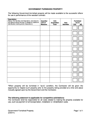 Fillable Online oamp od nih GOVERNMENT FURNISHED PROPERTY Fax Email ...