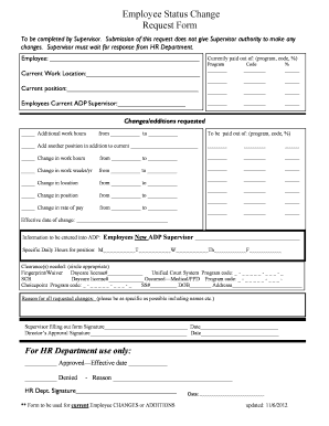 Fillable Online Employee Status Change Request Form To be completed by ...