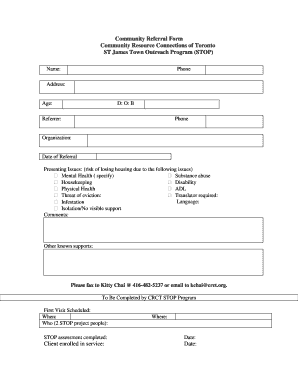 Fillable Online fredvictor Community Referral Form Community Resource ...