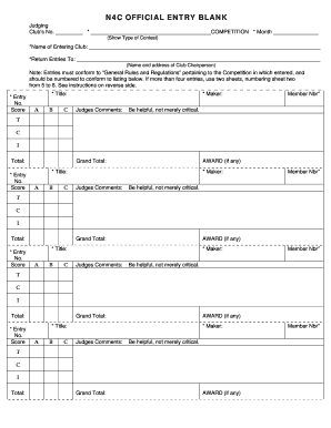 Fillable Online n4c N4C OFFICIAL ENTRY BLANK Fax Email Print - pdfFiller