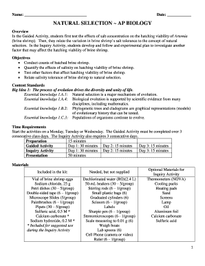 Fillable Online NATURAL SELECTION AP BIOLOGY - USD 263 Fax Email Print ...