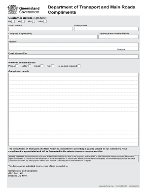 Fillable Online support transport qld gov Department of Transport and ...