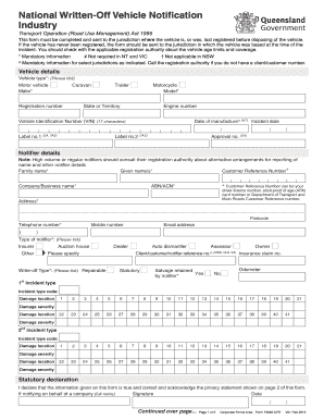 Fillable Online support transport qld gov National Written-Off Vehicle ...