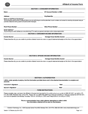 Fillable Online Affidavit of Income Form Fax Email Print - pdfFiller
