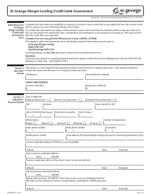 Fillable Online StGeorge Margin Lending Credit Limit Assessment Fax ...