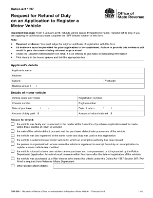Fillable Online osr nsw gov Request for Refund of Duty on an ...