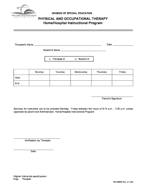 Fillable Online PHYSICAL AND OCCUPATIONAL THERAPY HomeHospital Fax ...