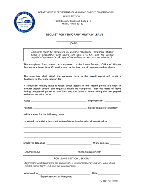 Fillable Online REQUEST FOR TEMPORARY MILITARY LEAVE Fax Email Print ...