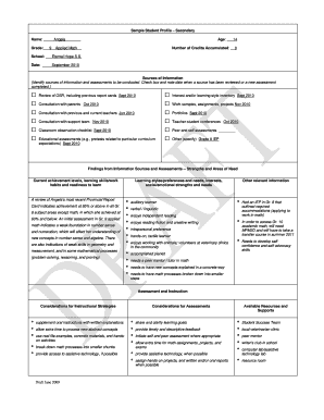 Fillable Online Sample Student Profile Secondary Fax Email Print ...