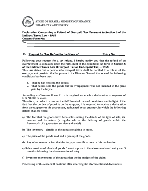 Fillable Online State of Israel Israel Tax Authority Fax Email Print ...