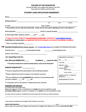 Fillable Online coto LOAN APPLICATION WORKSHEET - cotoedu Fax Email ...