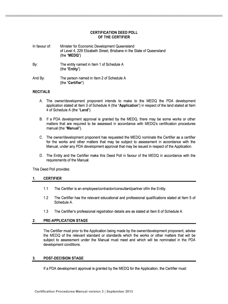 Fillable Online CERTIFICATION DEED POLL Fax Email Print - pdfFiller