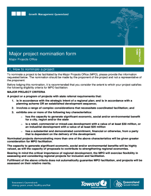 Fillable Online Major Project Nomination bformb - Local Government Fax ...