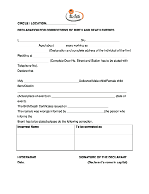 Birth Correction Declaration Form - Fill Online, Printable, Fillable ...