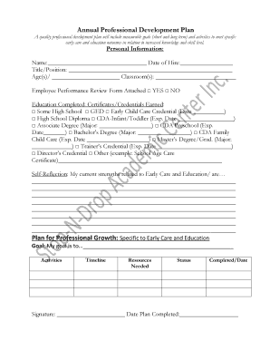 Fillable Online Annual Professional Development Plan - Stop-N-Drop Fax ...