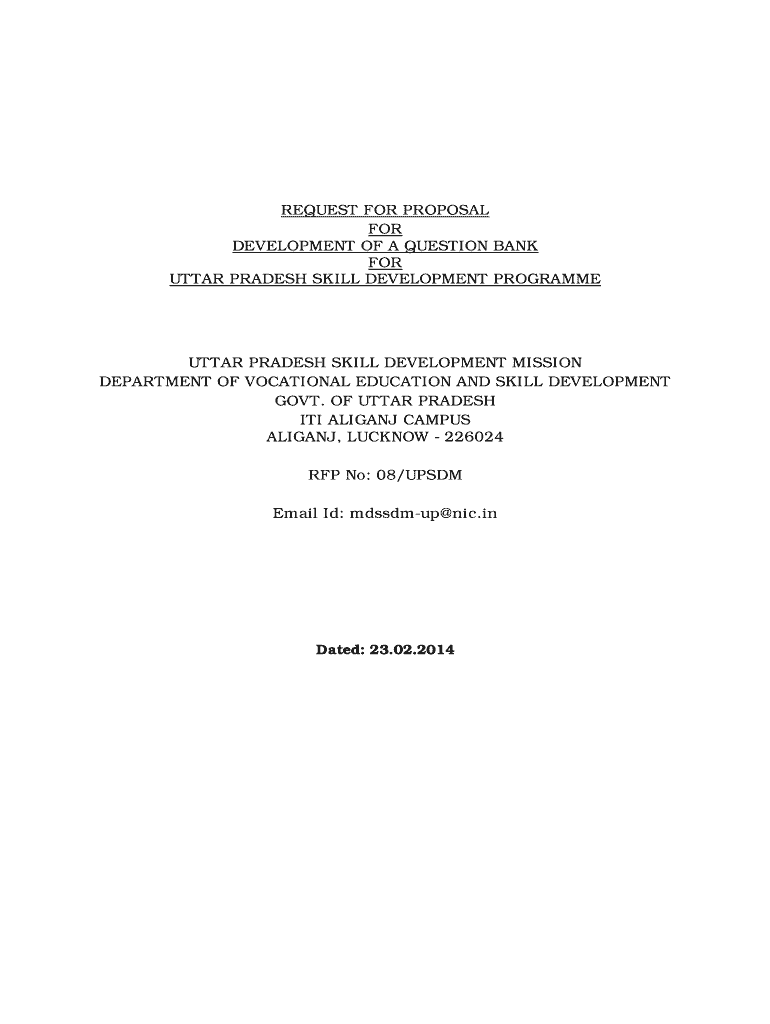 Fillable Online upsdm gov REQUEST FOR PROPOSAL FOR DEVELOPMENT OF A ...