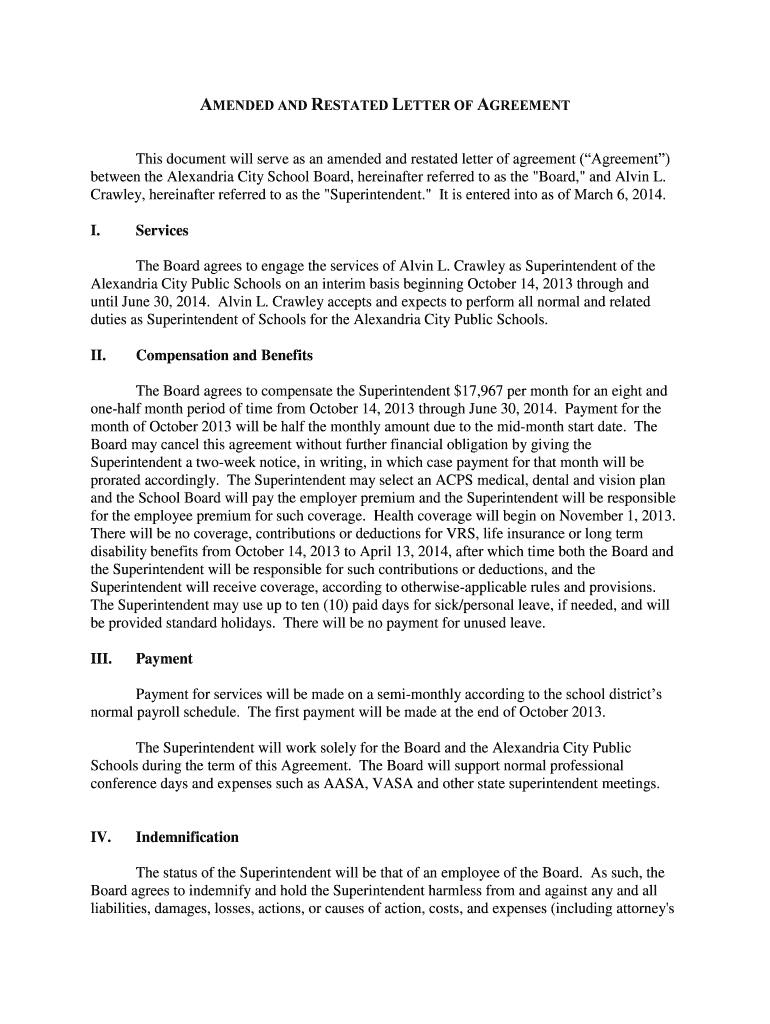 Fillable Online eboard acps k12 va Letter of Agreement - Alexandria City Public Schools - eboard ...