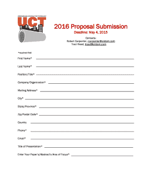 Fillable Online 2016 Proposal Submission - UCT 2017 Fax Email Print ...