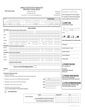 Fillable Online 2016 Order Form - AAB PTS Fax Email Print - pdfFiller