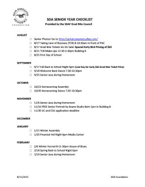 Fillable Online SDA SENIOR YEAR CHECKLISTdocx Fax Email Print - pdfFiller