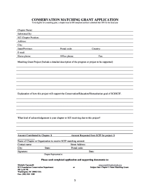 Fillable Online CONSERVATION MATCHING GRANT APPLICATION Fax Email Print ...