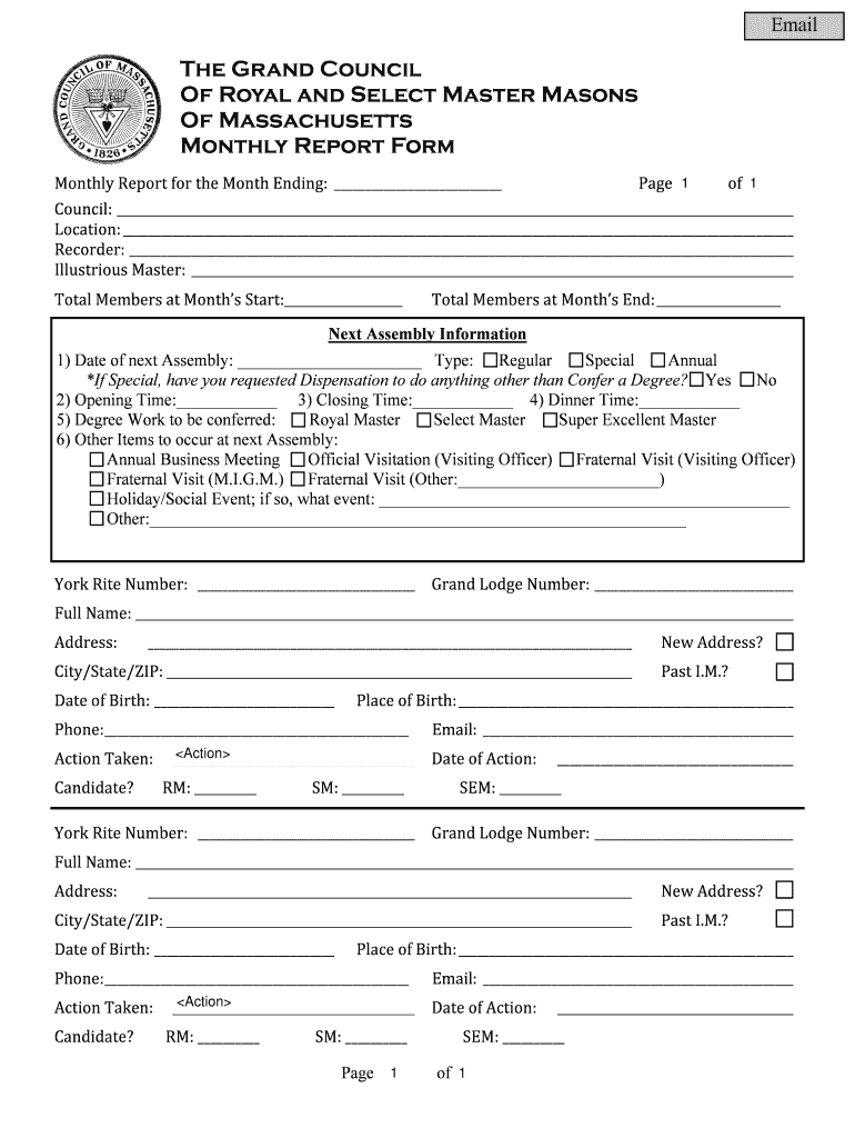 Fillable Online The Grand Council Of Royal and Select Master Masons Of ...