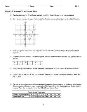 Fillable Online Algebra II Semester Exam Review Sheet - Triad High ...