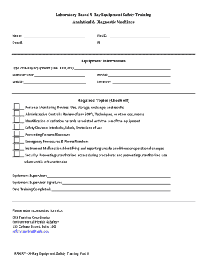 Fillable Online Laboratory Based X-Ray Equipment Safety Training Fax ...