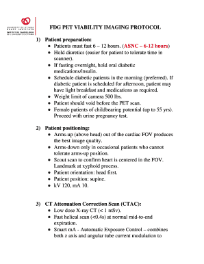 Fillable Online FDG PET VIABILITY IMAGING PROTOCOL Fax Email Print ...