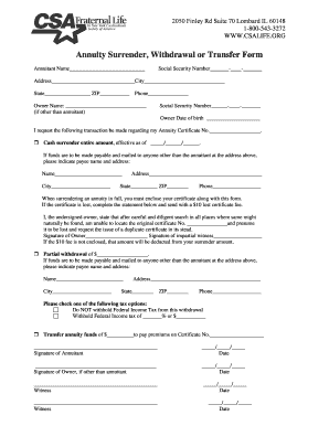 Fillable Online Annuity Surrender Withdrawal or Transfer Form Fax Email ...