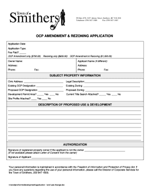 Fillable Online OCP AMENDMENT REZONING APPLICATION Fax Email Print ...