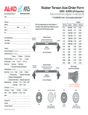 Fillable Online Rubber Torsion Axle Order Form - waymirescom Fax Email ...