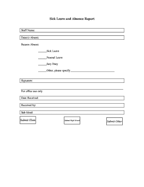 Fillable Online ndaviess k12 in Sick Leave and Absence Report ...