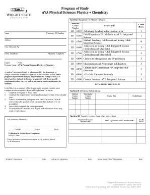 Fillable Online education-human-services wright 247 AYA Physical ...