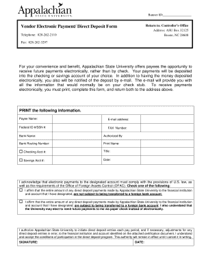 Fillable Online controller appstate Vendor Electronic Payment Direct ...