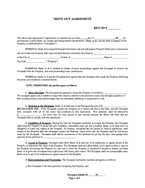 Fillable Online MOVE OUT AGREEMENT REO ID - Southeast Bank Properties ...